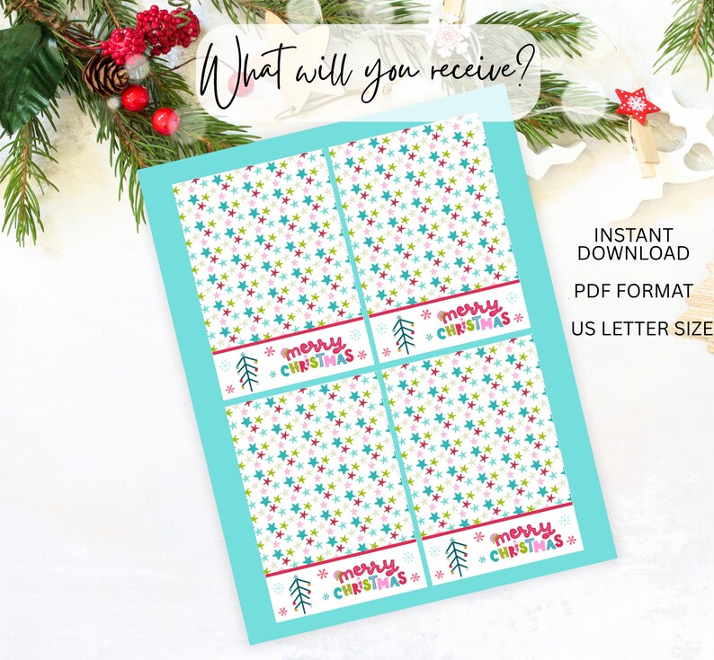 Printable Christmas Cookie Card Holiday Baking Git Tag Cookie Exchange ...