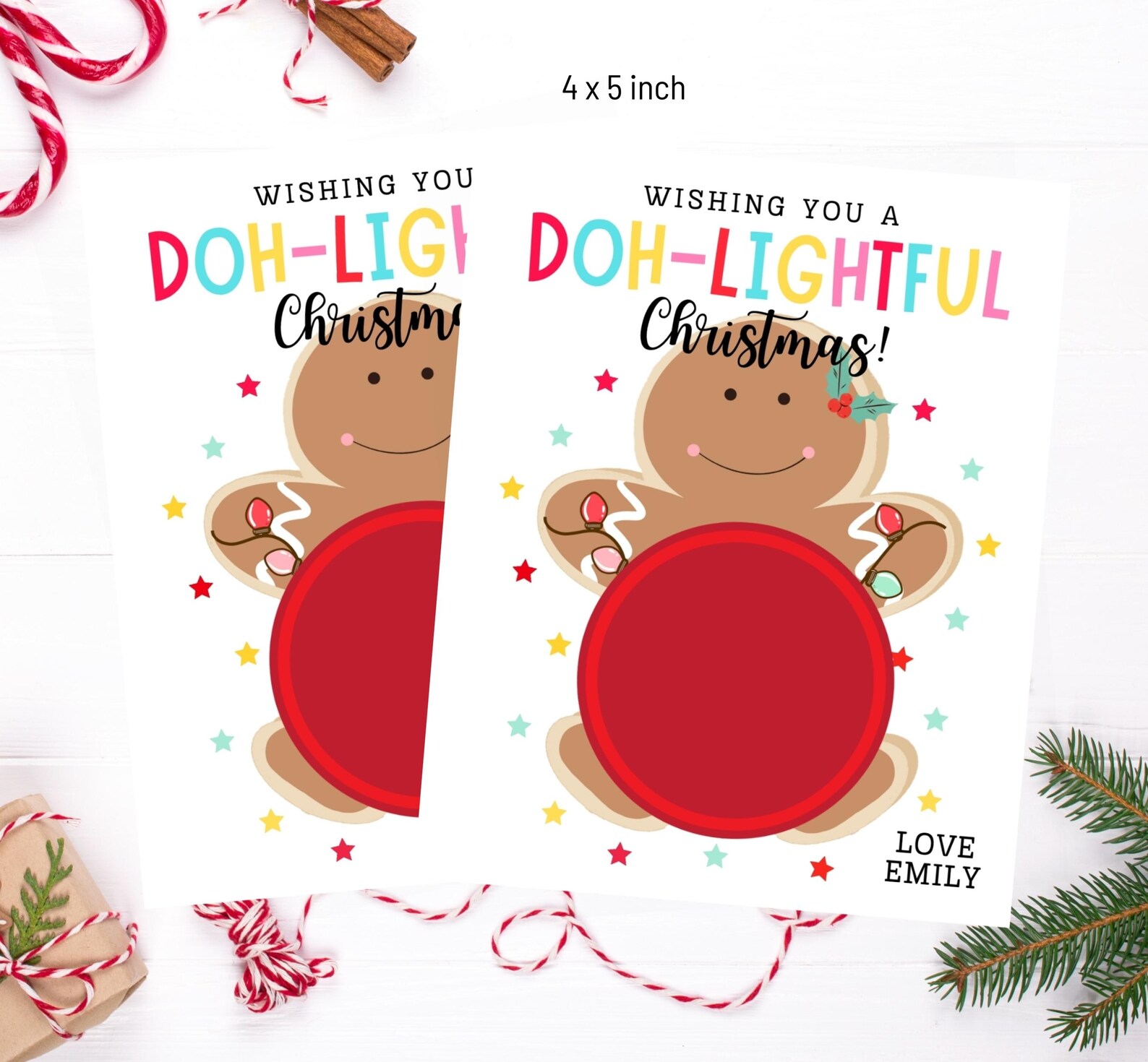 Christmas Gingerbread Play Doh Card Templateprintable Wishing You A Doh ...