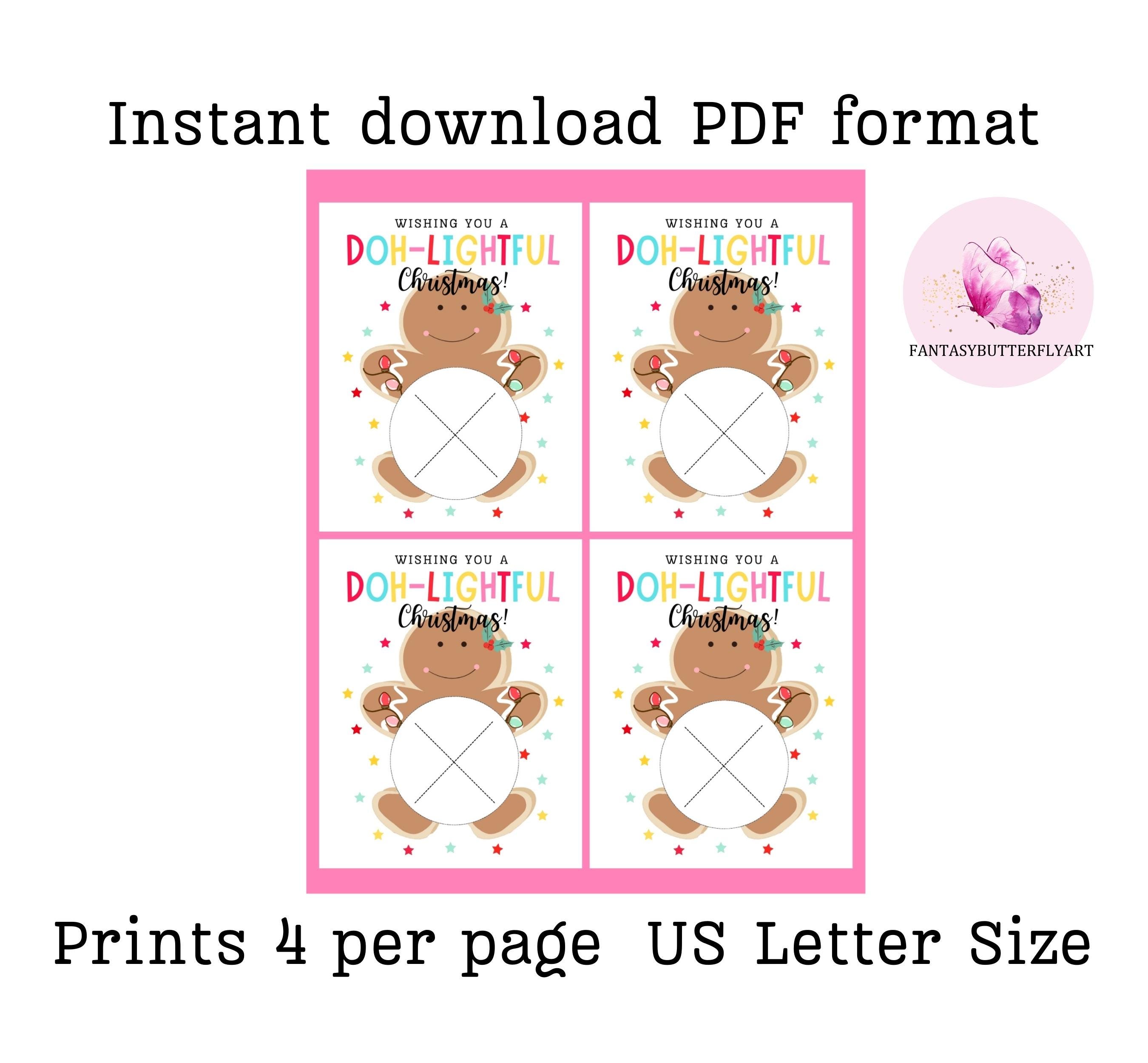Christmas Gingerbread Play Doh Card Templateprintable Wishing You A Doh ...