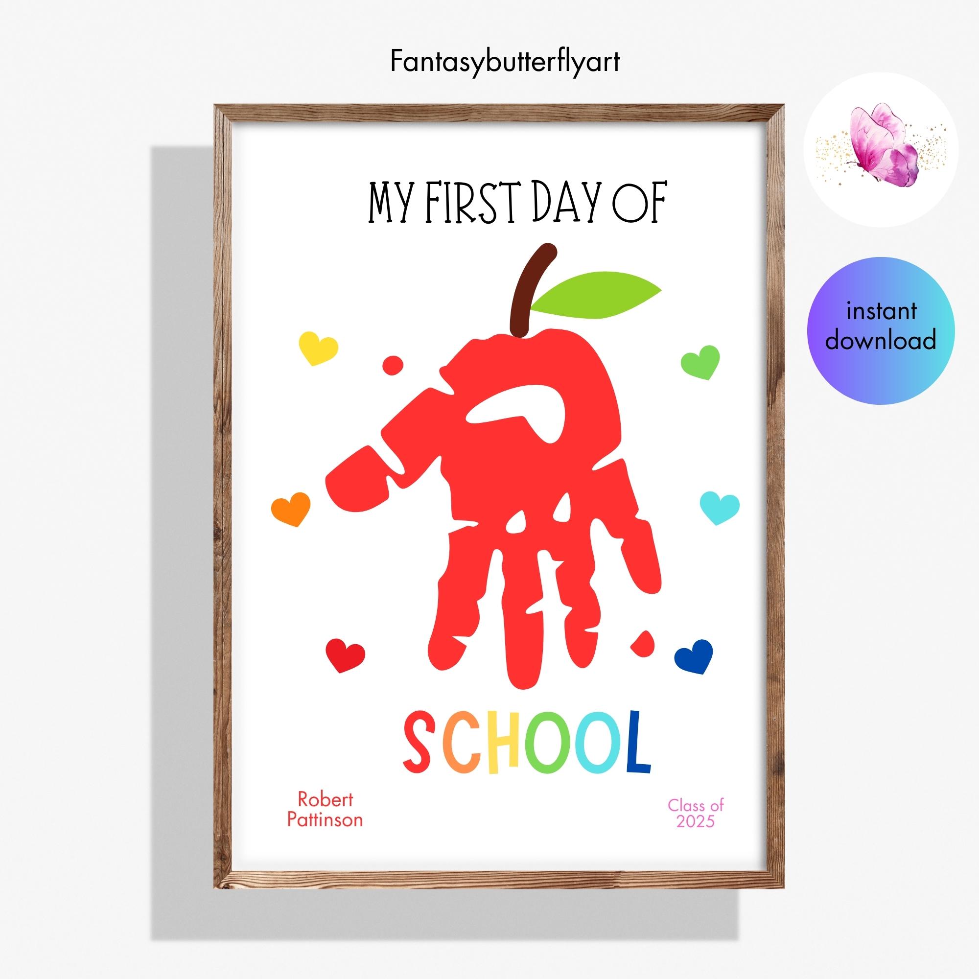 First Day of School Handprint Art, Kindergarten Preschool Handprint ...