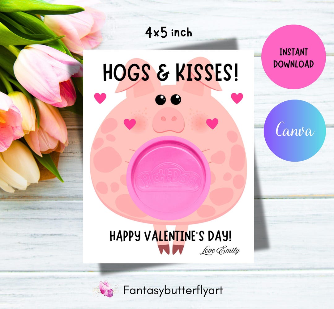 Play Dough Valentine's Day Card Template, Printable Won-doh-ful Playdoh ...