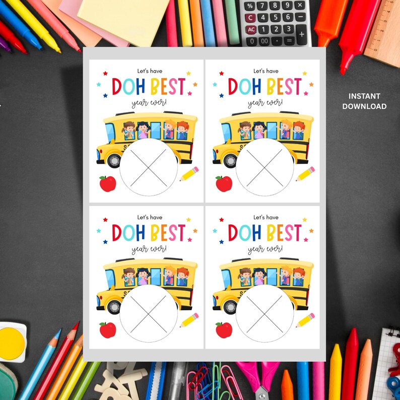 Back to School Play Dough Card Template, Printable Won-doh-ful School ...