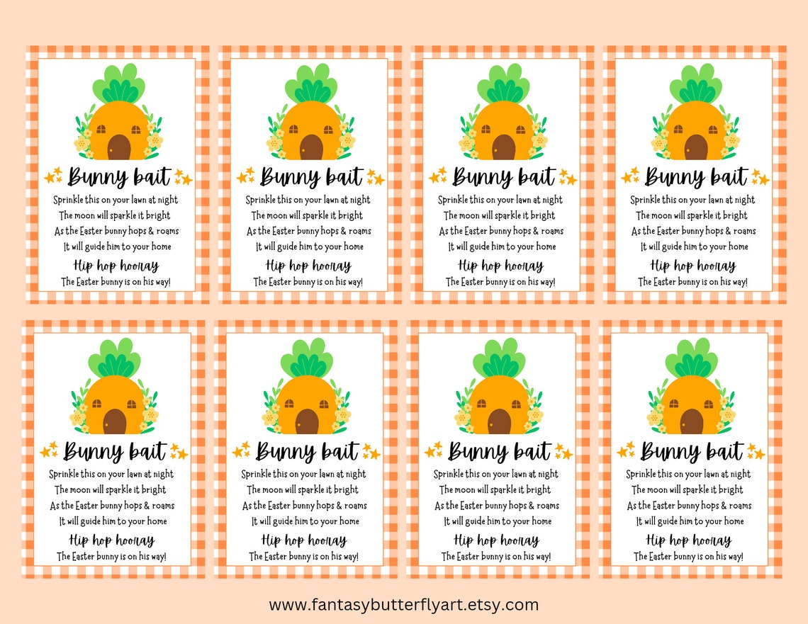Bunny Bait Printable Easter Tag Kid Easter Activity Keepsake Basket ...