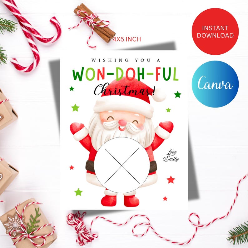 Christmas Play Doh Card Template, Printable Wishing You A Doh-lightful ...