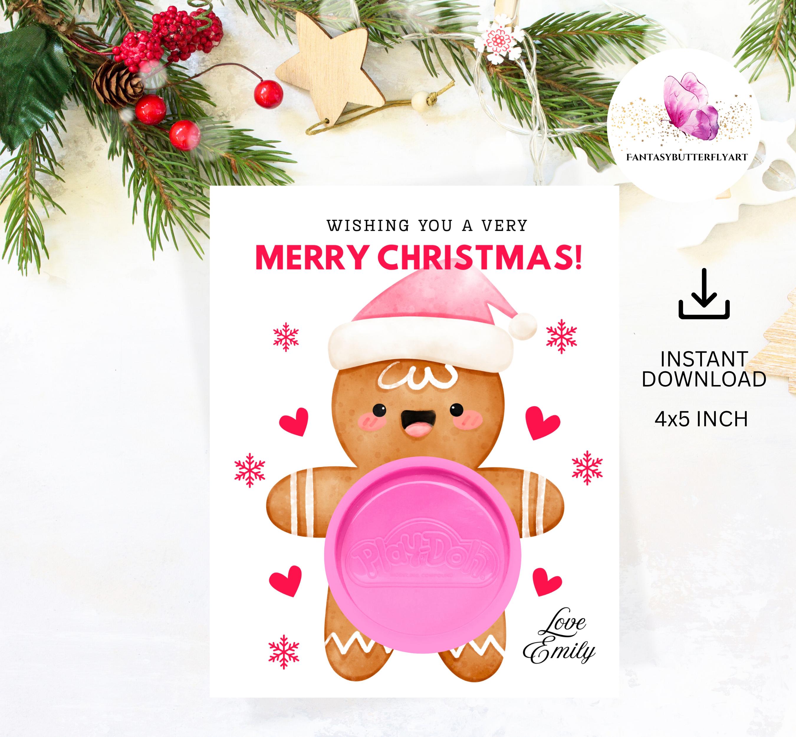 Christmas Play Doh Card Template, Printable Wishing You A Doh-lightful ...