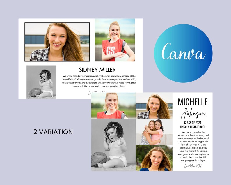 Half Page High School Senior Yearbook Ad, Senior Graduation Tribute ...