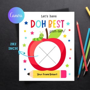 Back to School Play Dough Card Template, Printable Won-doh-ful School ...