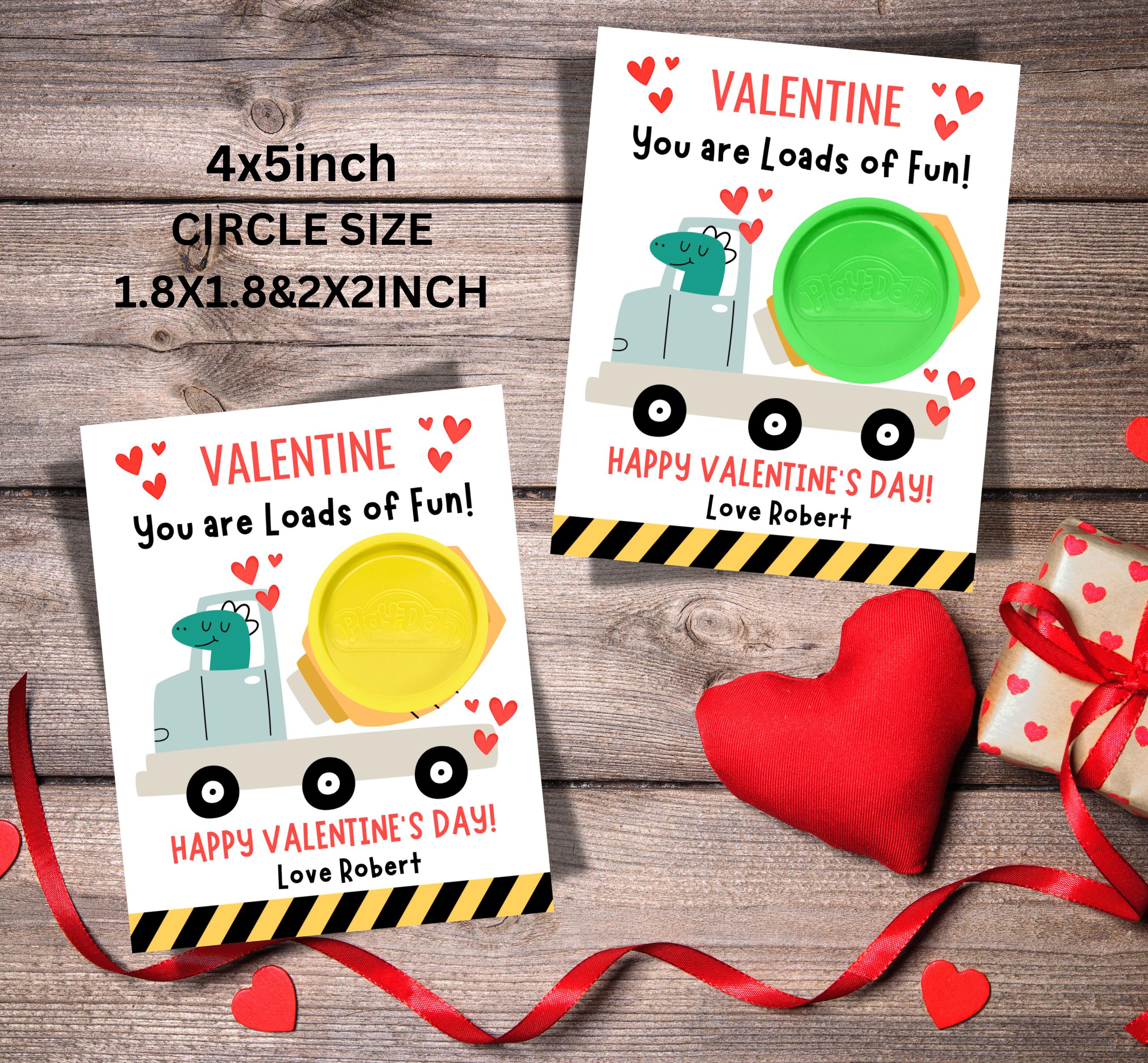 Valentine's Play Doh Holder, Printable Dinosaur Valentine Card, Play ...