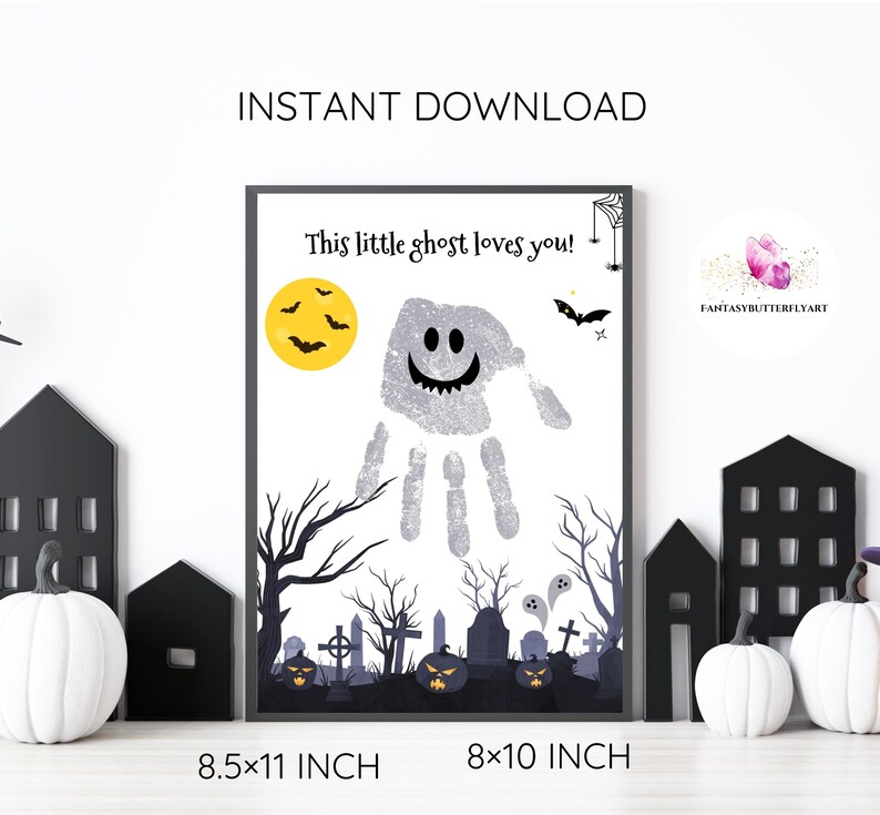 PRINTABLE Halloween Handprint Art, Boo Handprint Fall Art Craft ...