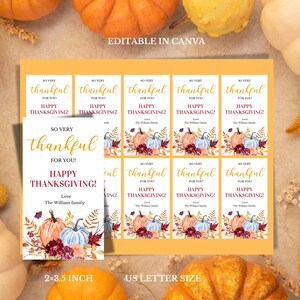 Printable so Very Thankful for You Gift Tag, Autumn Favor Tag, Happy ...