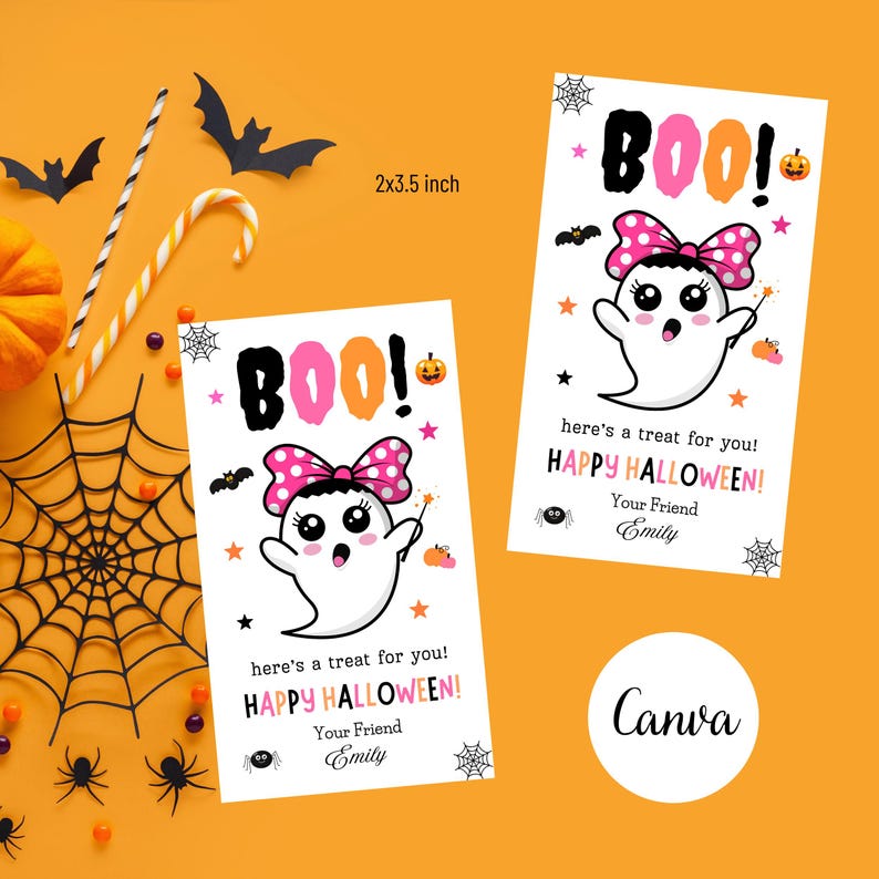 Editable Boo Halloween Tag Printable Cute Ghost Trick or Treat Favor ...