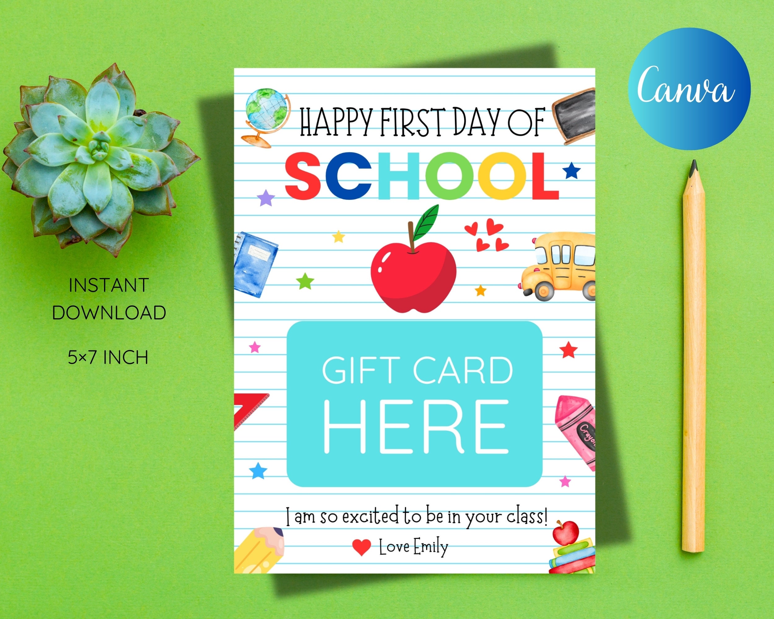 Printable First Day of School Gift Card Holder, Welcome Back to School ...