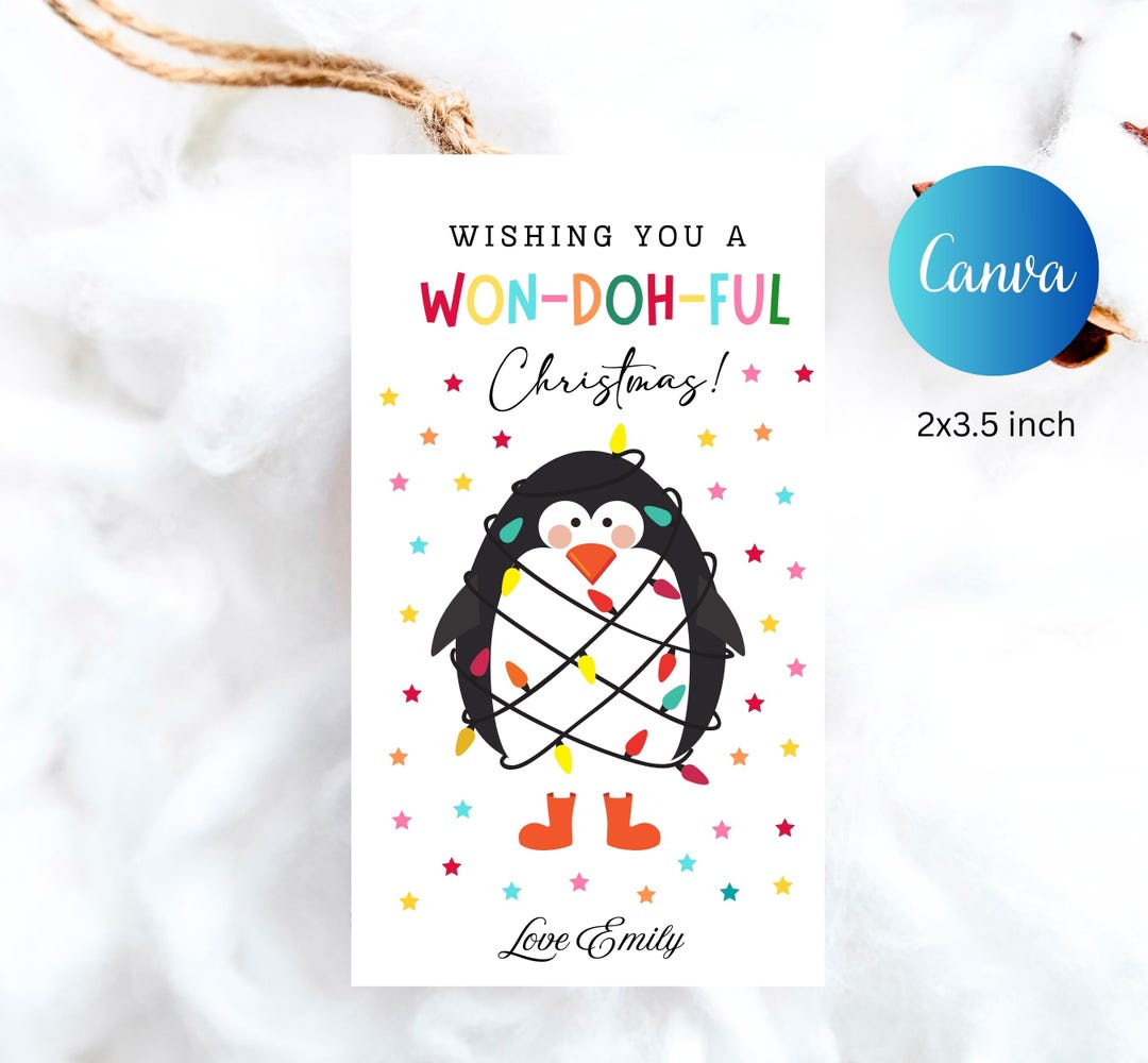 Penguin Christmas Playdoh Tag Printable, Cute Penguin Holiday Classroom ...