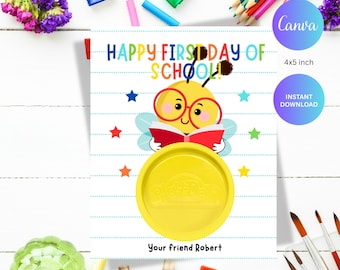 Back to School Play Dough Card Template, Printable Won-doh-ful School ...