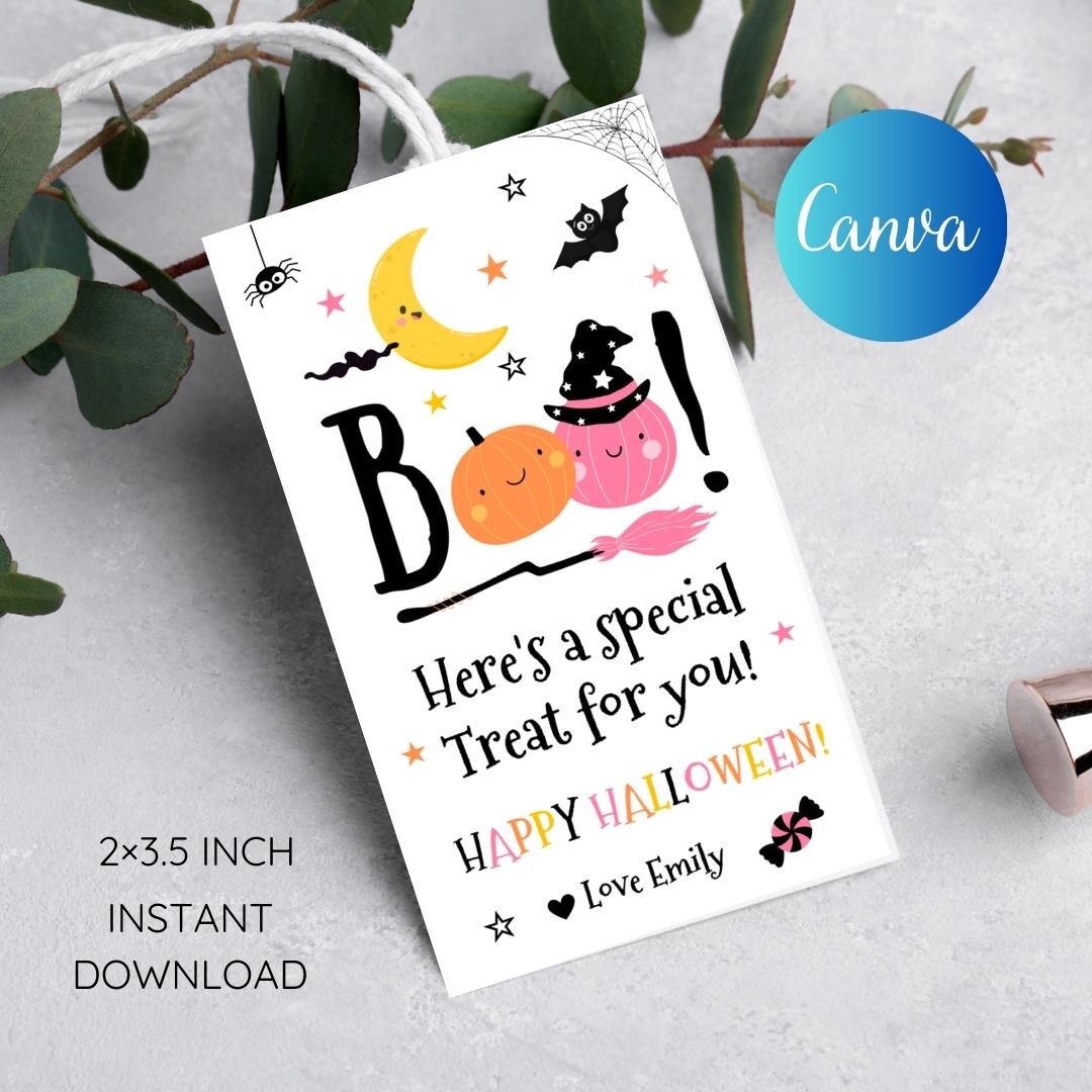 Halloween Printable Tag Pink Halloween Boo Tag Halloween Party Favor ...