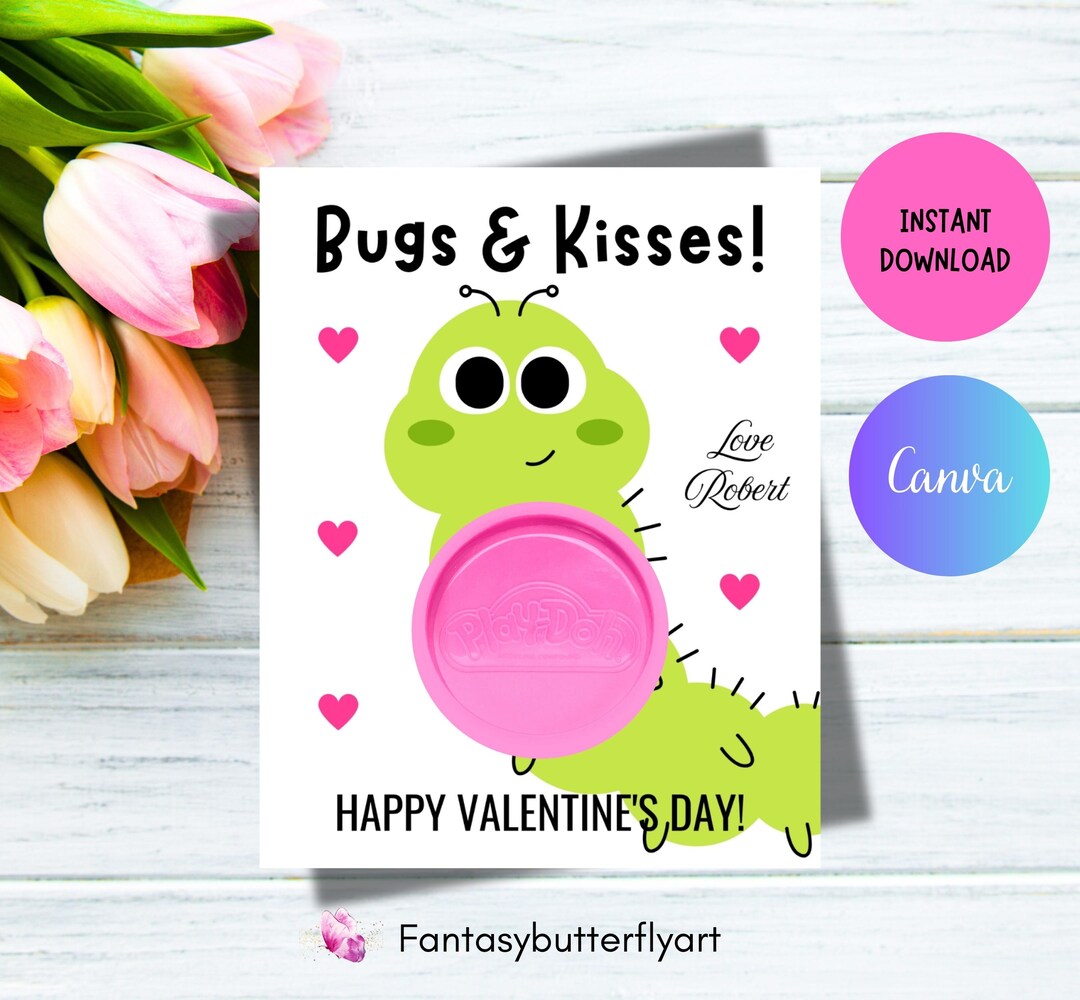 Play Dough Valentine's Day Card Template, Printable Won-doh-ful Playdoh ...