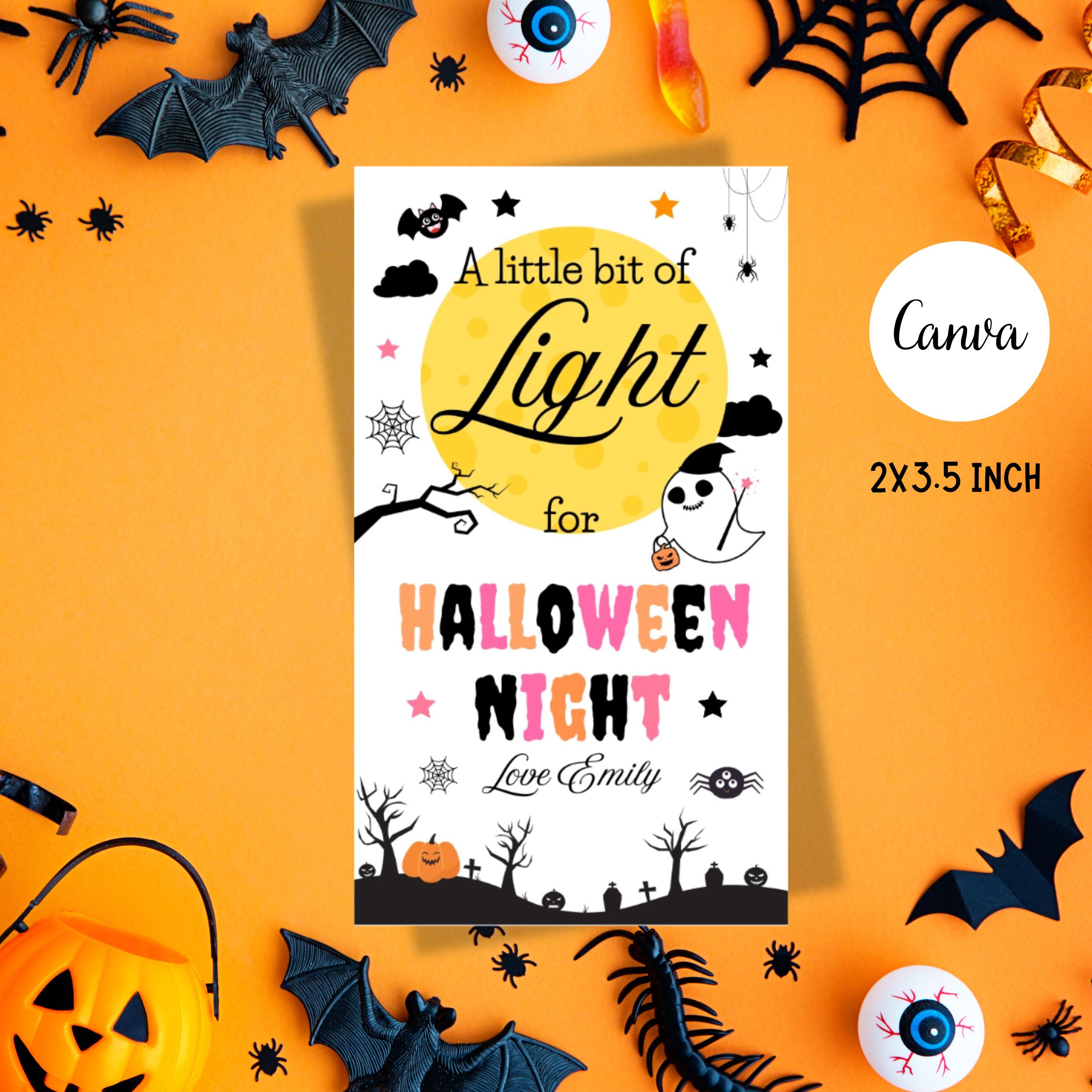 Halloween Glow Stick Tags, A Little Light for Halloween Night ...