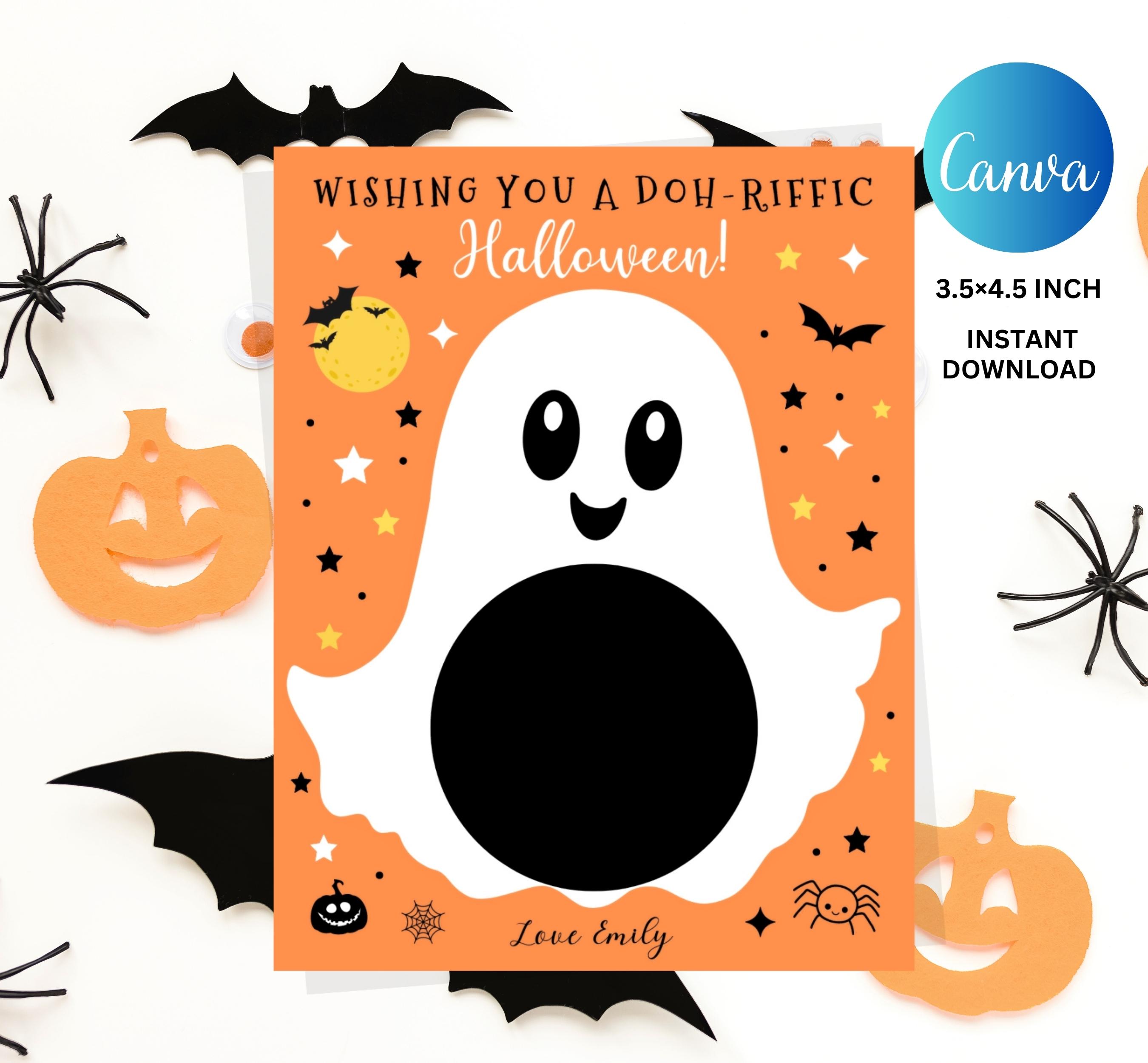 Halloween Ghost Play Doh Card Template, Printable Wishing You Doh Best ...