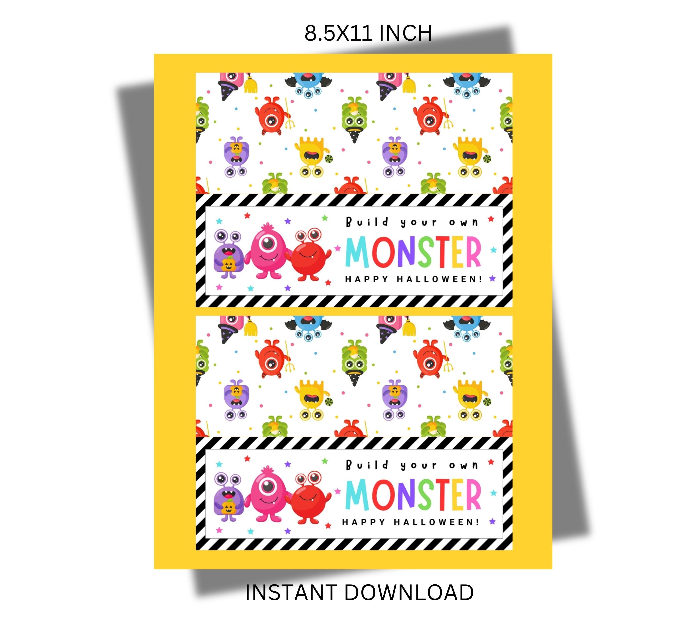 Halloween Printable Make Your Own Monster Bag Topper Monster Favor ...