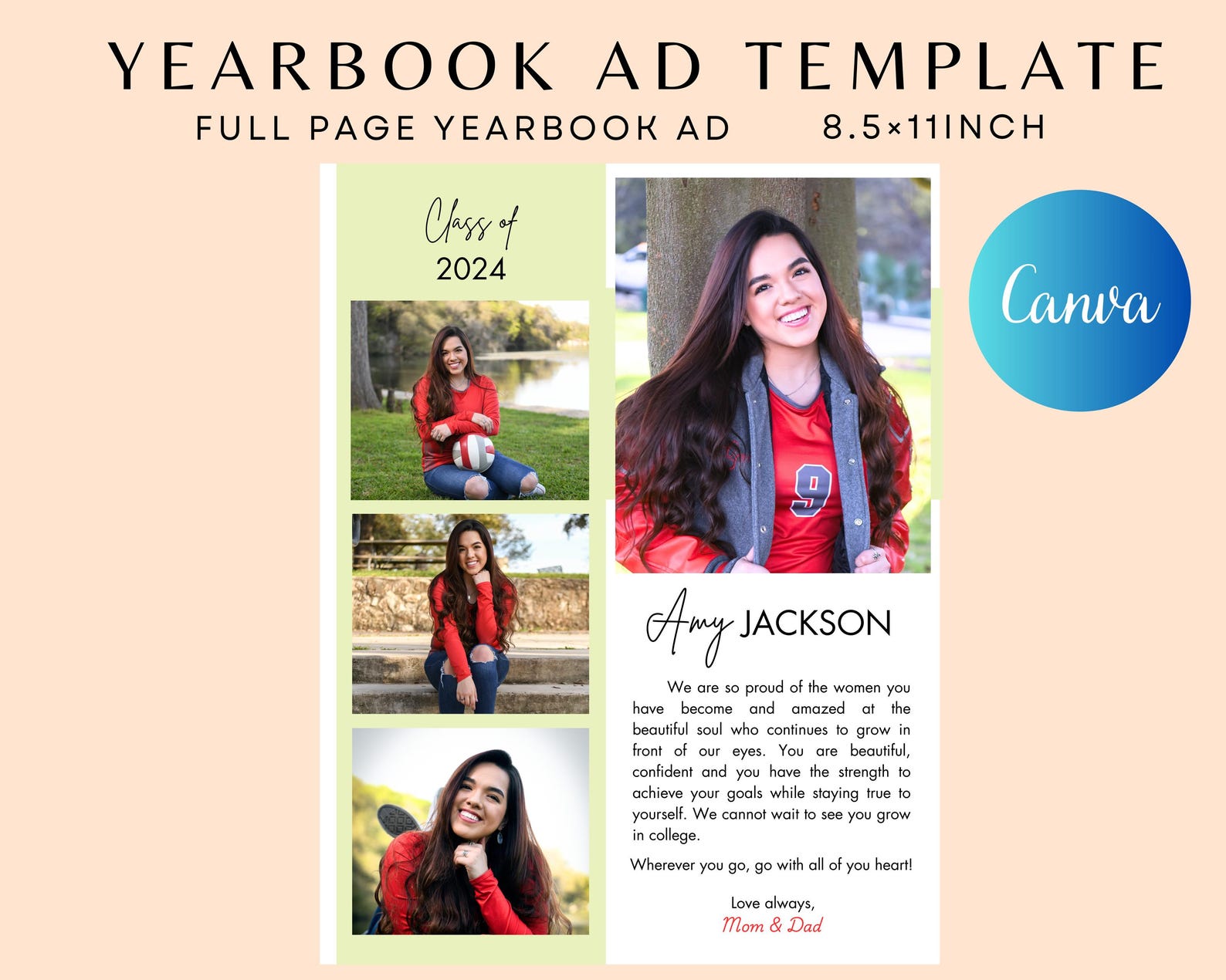 Senior Recognition Ad, Half Page Yearbook Ad Template, Graduation ...