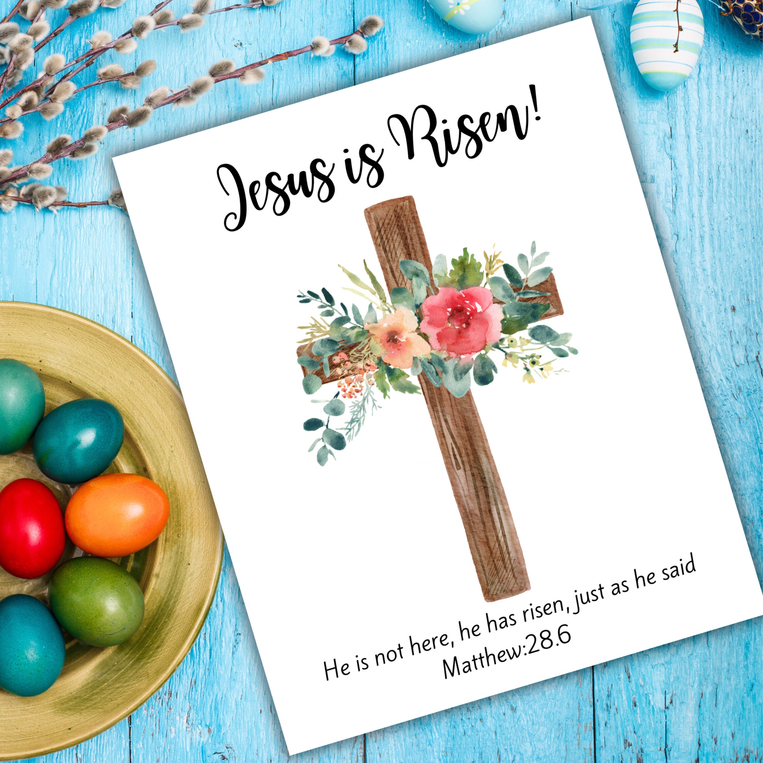 PRINTABLE Easter Handprint Art Craft for Kids, He is Risen Keepsake Art ...