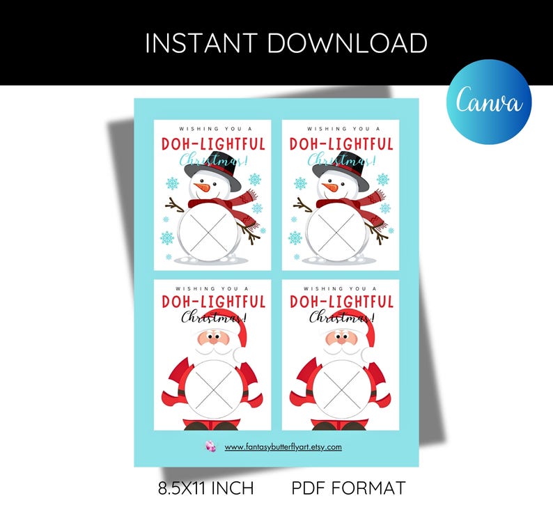 Christmas Play Doh Card Template, Printable Wishing You A Doh-lightful ...