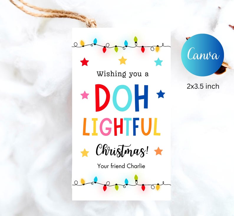 Colorful Christmas Play Doh Tag Template, Printable Wishing You A Doh ...