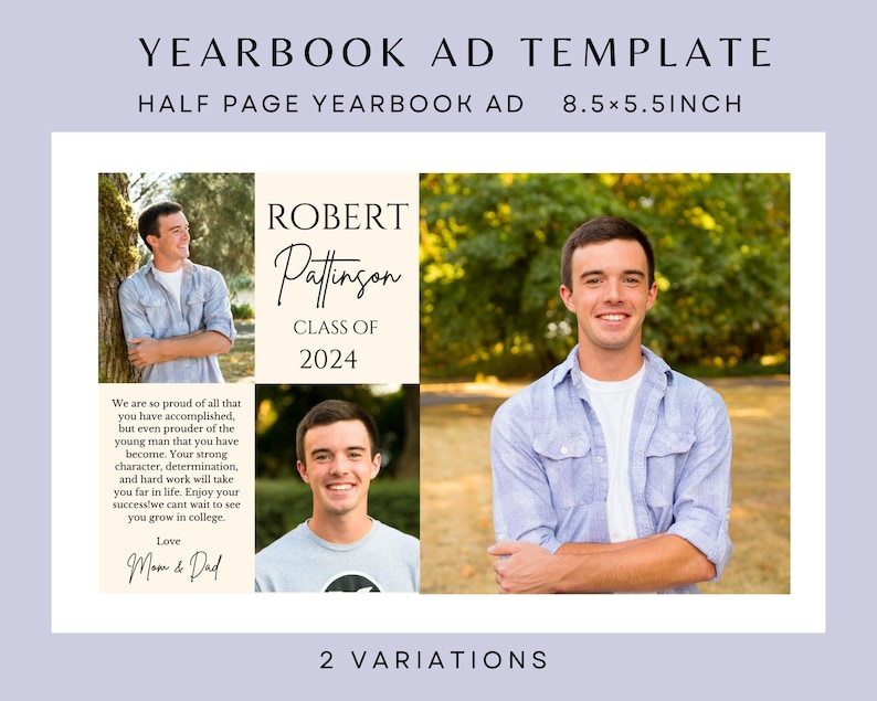 Senior Recognition Ad, Half Page Yearbook Ad Template, Graduation Yearbook Advertisement ...