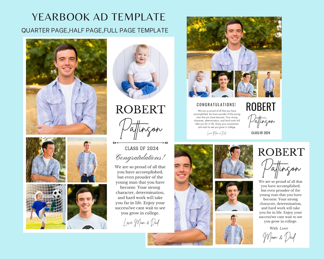 Full, Half & Quarter Page Yearbook Ad Canva Editable Template, Diy ...