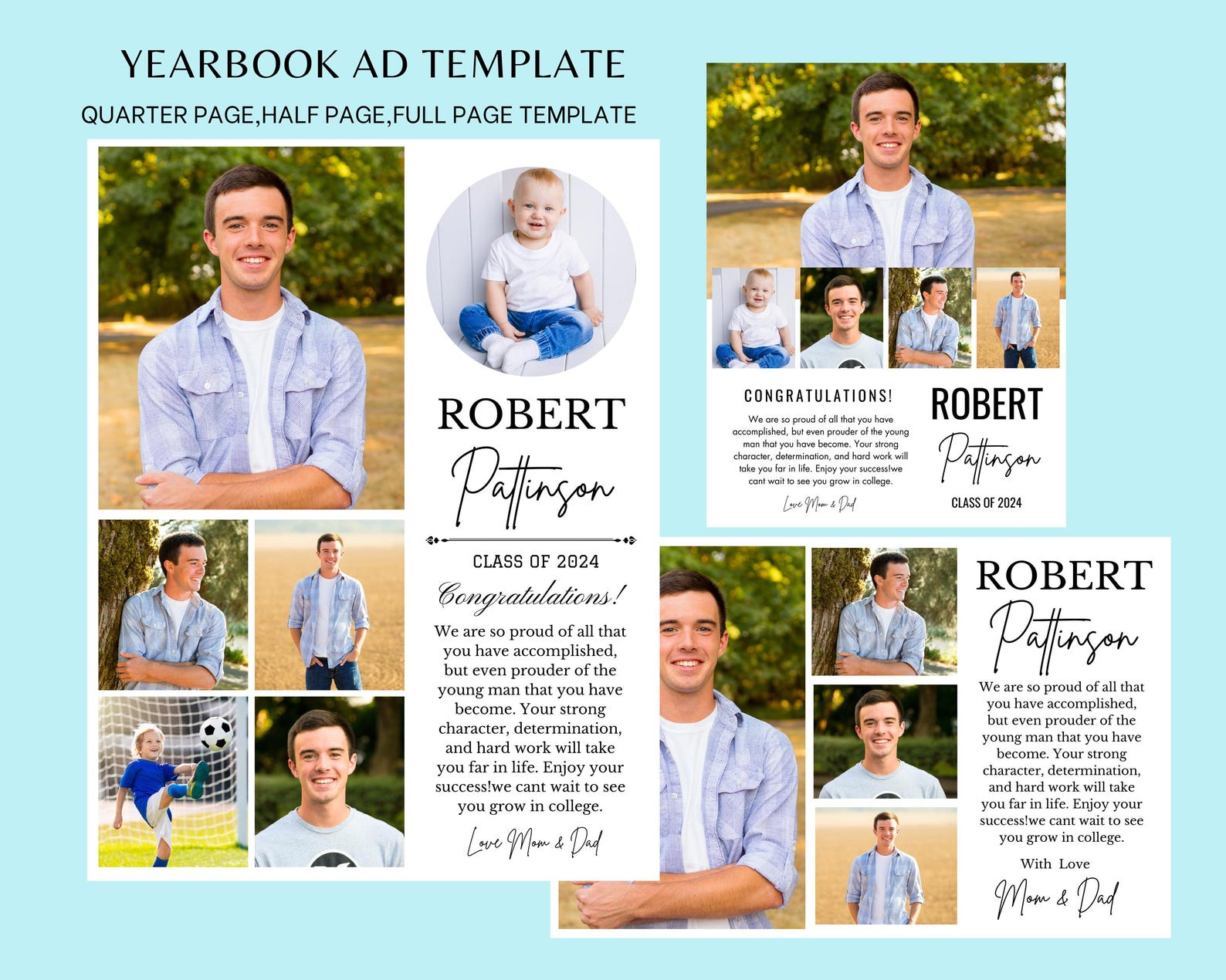 Full, Half & Quarter Page Yearbook Ad Canva Editable Template, Diy ...