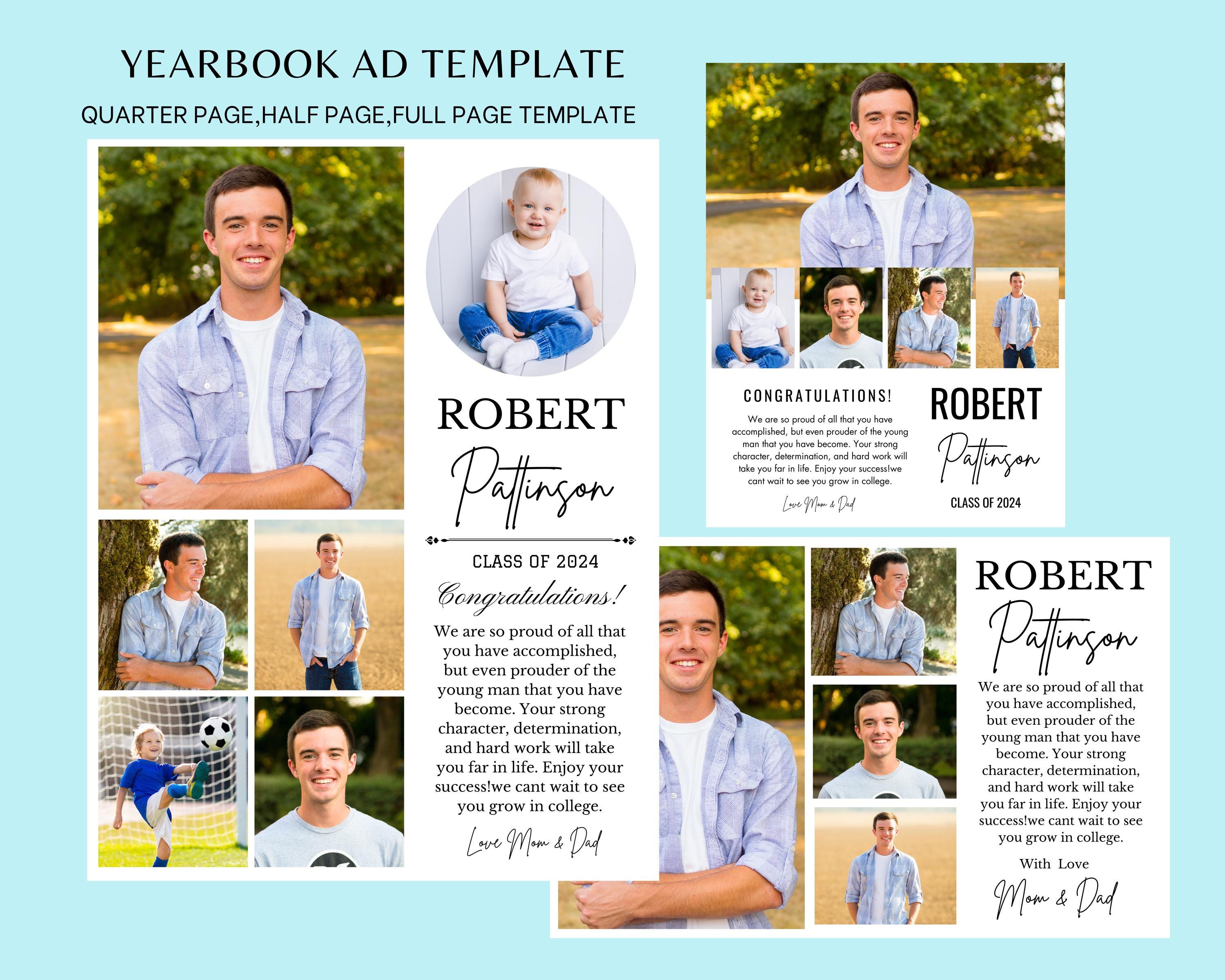 Full, Half & Quarter Page Yearbook Ad Canva Editable Template, Diy ...