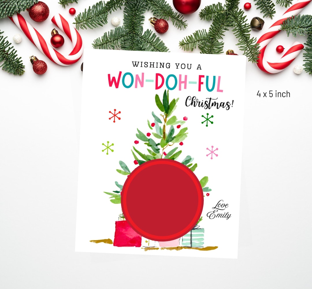 Christmas Tree Play Doh Card Template, Printable Wishing You ...
