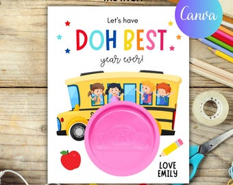 Back to School Play Dough Card Template, Printable Won-doh-ful School ...
