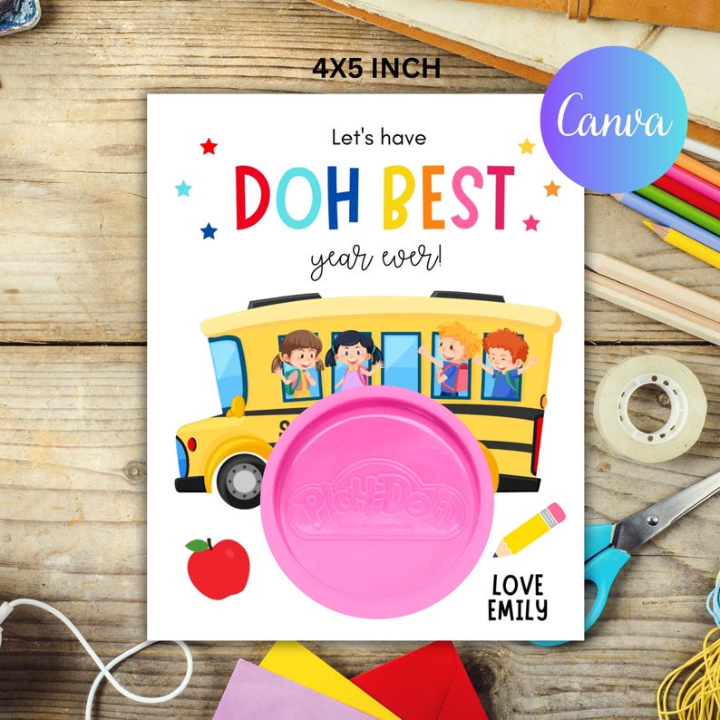 Back to School Play Dough Card Template, Printable Won-doh-ful School ...