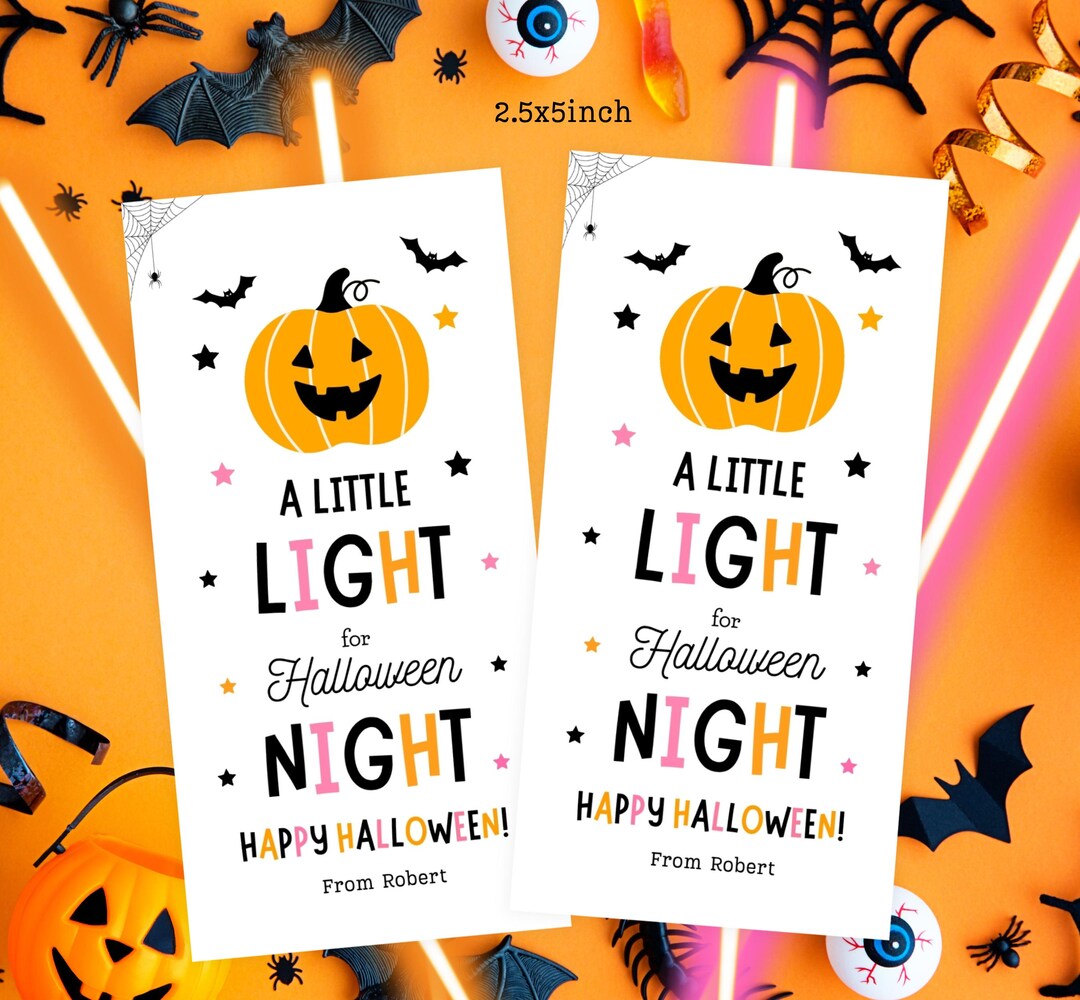 Halloween Glow Stick Tags, A Little Light for Halloween Night ...