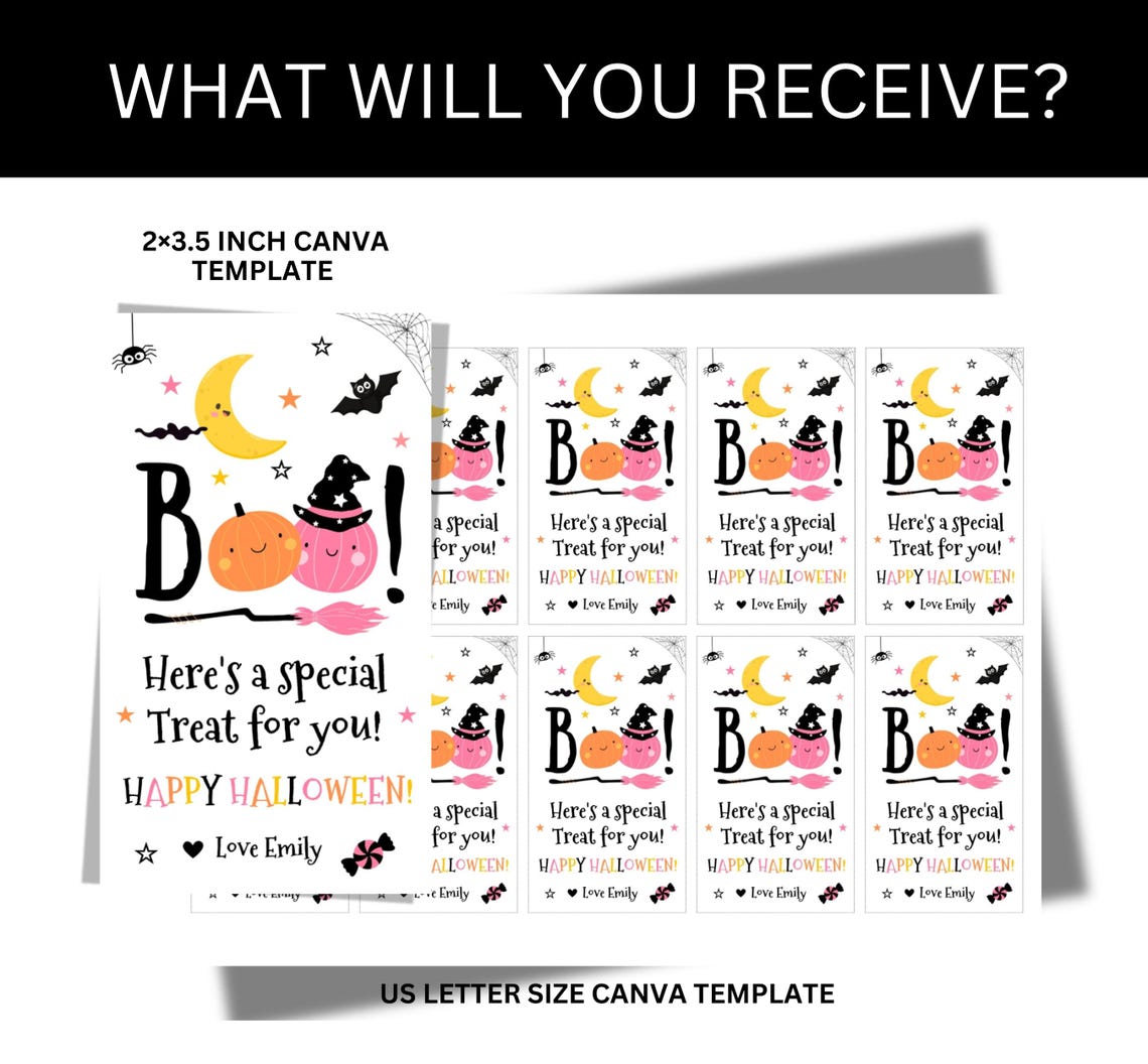 Halloween Printable Tag Pink Halloween Boo Tag Halloween Party Favor ...