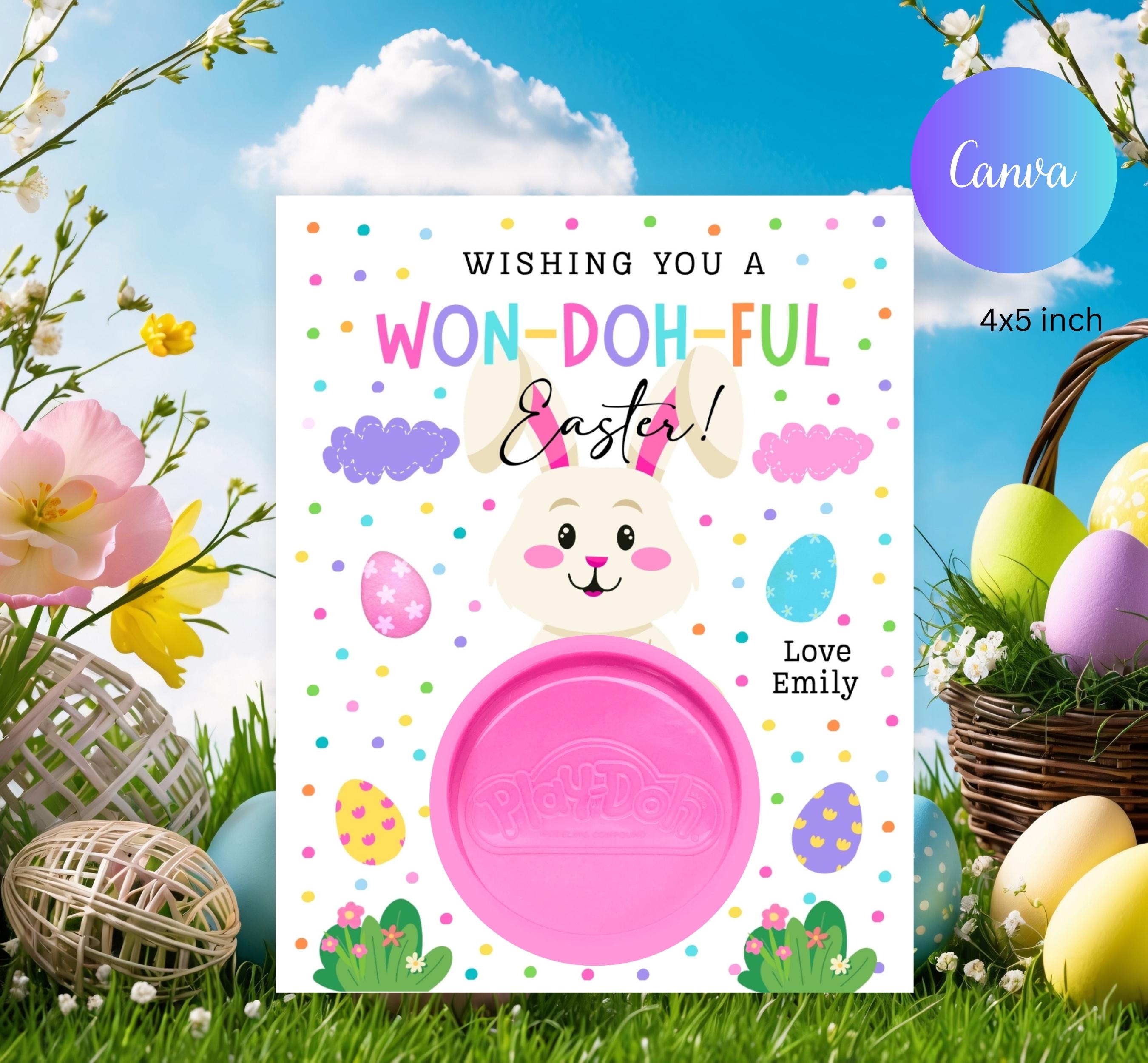 Bunny Wondohful Easter Play Doh Card, Easter Playdough Holder Printable ...