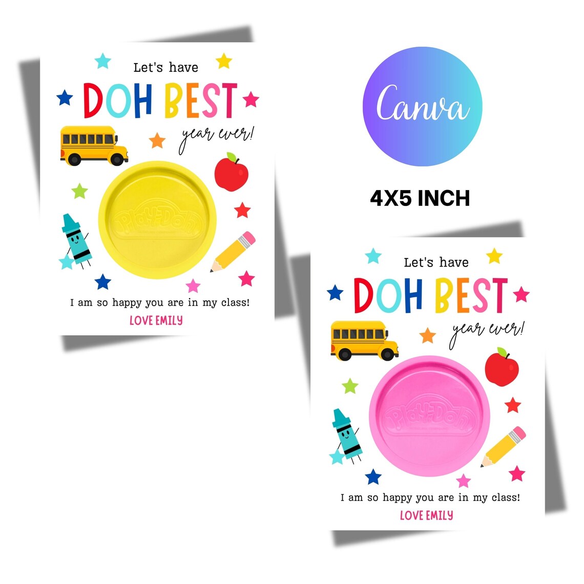 Back to School Play Dough Card Template, Printable Won-doh-ful School ...