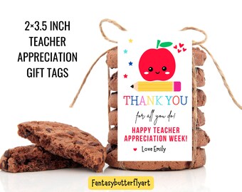 Teacher Thank You Gift Tag, Teacher End Year Gift, Teacher Appreciation ...