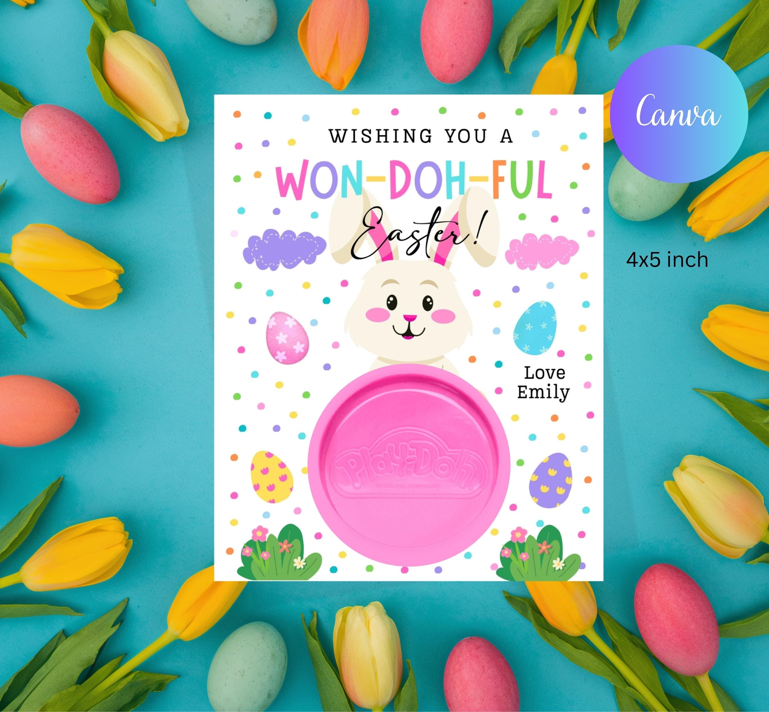 Bunny Wondohful Easter Play Doh Card, Easter Playdough Holder Printable ...
