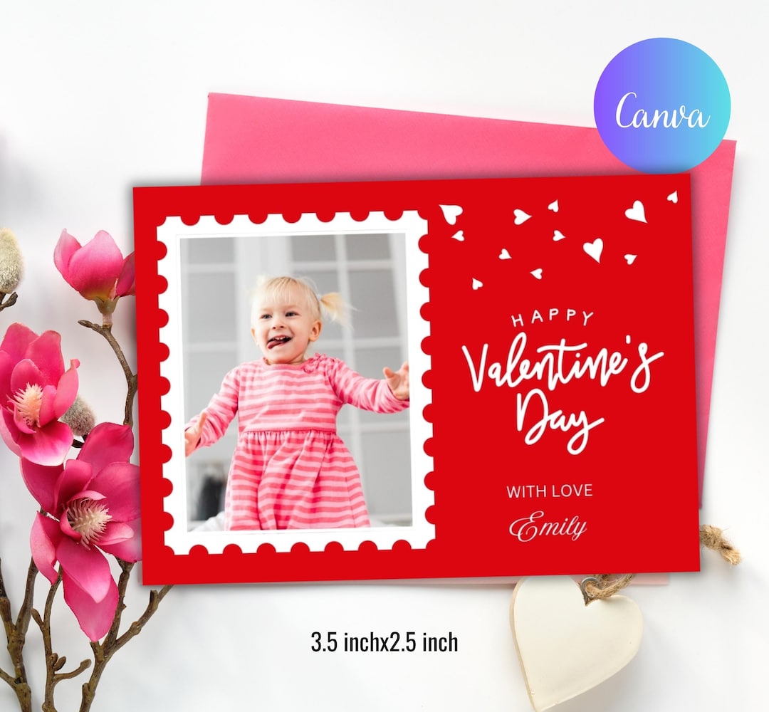 Photo Card Valentine's Day Printable Custom Classroom Photo Valentine ...