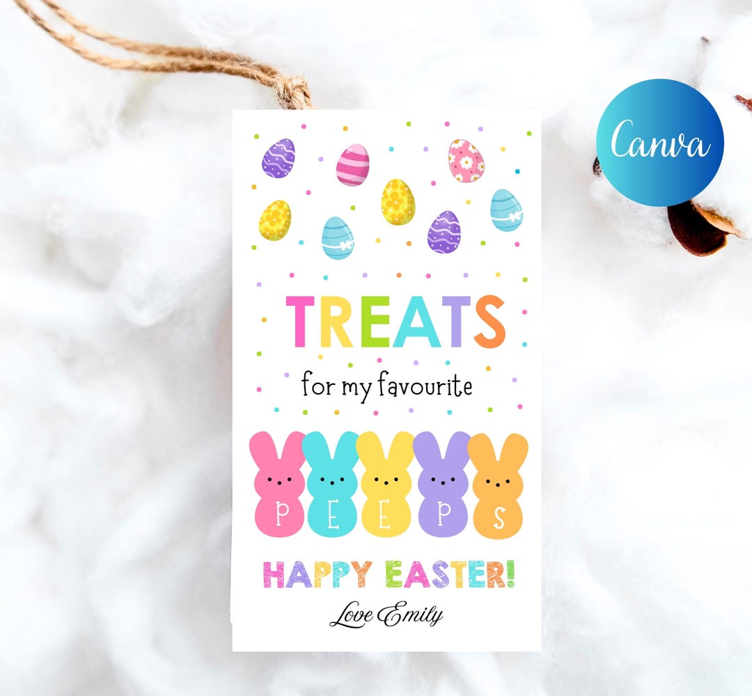 Treat for My Peeps Tag Printable Easter Peeps Marshmallow Gift Tag ...
