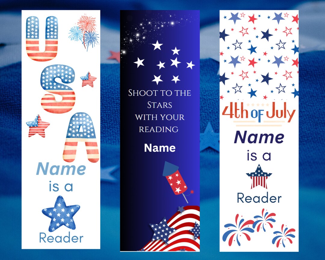Bookmarks 3 Editable in Canva Printable 4th July/fourth July Edit the ...