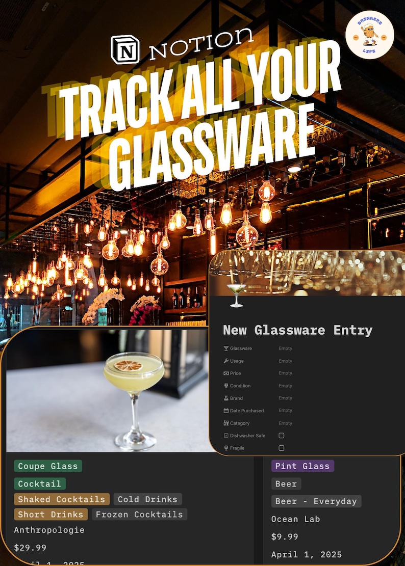 Notion Home Bar Journal Template – Cocktail Tracker, Beer Tasting Log ...