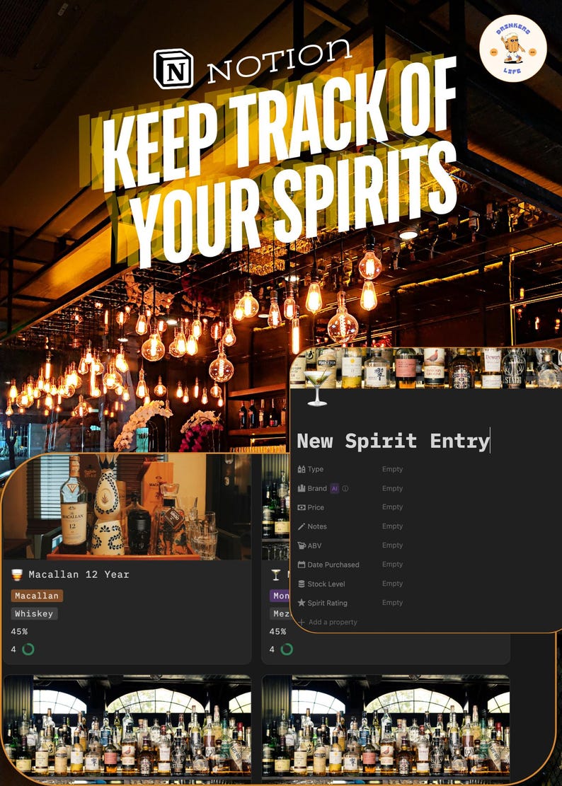 Notion Home Bar Journal Template – Cocktail Tracker, Beer Tasting Log ...