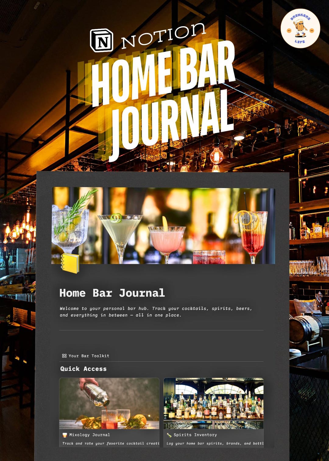 Notion Home Bar Journal Template – Cocktail Tracker, Beer Tasting Log ...