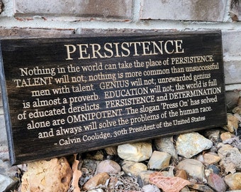 Sign Calvin Coolidge Persistence Quote - Etsy