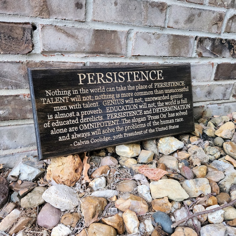 Persistence Quote Wooden Plaque - Etsy