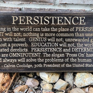 Persistence Quote Wooden Plaque - Etsy