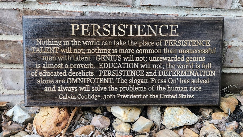 Persistence Quote Wooden Plaque - Etsy